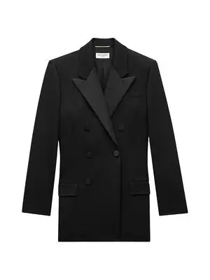 Saint Laurent Tuxedo Jacket In Grain De Poudre