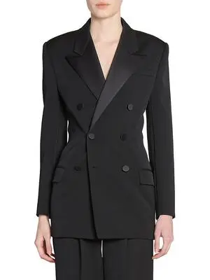 Saint Laurent Tuxedo Jacket In Grain De Poudre