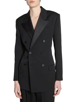 Saint Laurent Tuxedo Jacket In Grain De Poudre