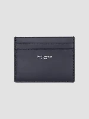 Saint Laurent Card Case In Smooth Leather Midnight Blue