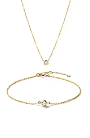 ANA LUISA Diamond Necklace And Bracelet Set - Gold
