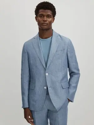 OSCAR JACOBSON Linen Single Breasted Blazer