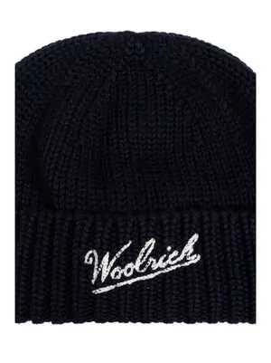 Woolrich Logo-intarsia Beanie - Blue