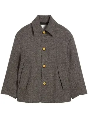 AMI Paris Belted Wool-cotton Blend Coat