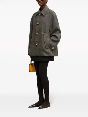 AMI Paris Belted Wool-cotton Blend Coat
