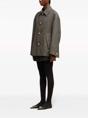 AMI Paris Belted Wool-cotton Blend Coat