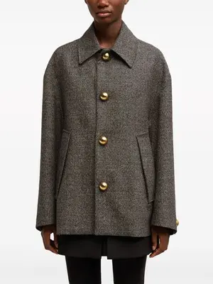 AMI Paris Belted Wool-cotton Blend Coat