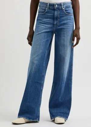 Paige Sasha Distressed Wide-leg Jeans - Blue