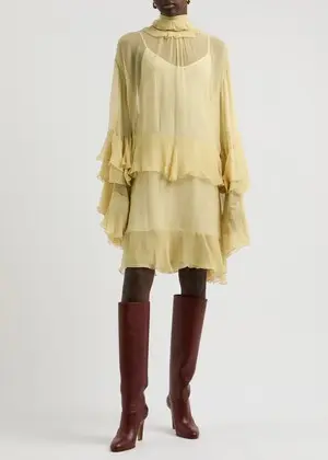 Chloé Ruffled Silk-georgette Mini Dress