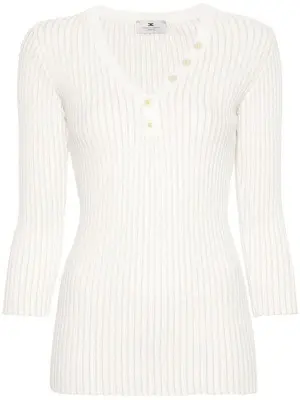 Elisabetta Franchi Ribbed Knit Jumper - White