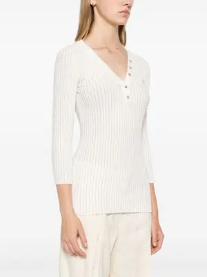 Elisabetta Franchi Ribbed Knit Jumper - White