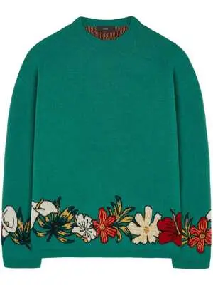 Alanui Floral Intarsia-knit Cashmere Jumper - Green