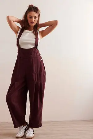 Free People Felix Tapered Overalls - Shaved Chocolate