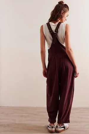 Free People Felix Tapered Overalls - Shaved Chocolate