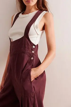 Free People Felix Tapered Overalls - Shaved Chocolate