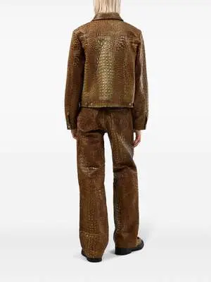 Camper Embossed Crocodile Effect Leather Jacket - Brown