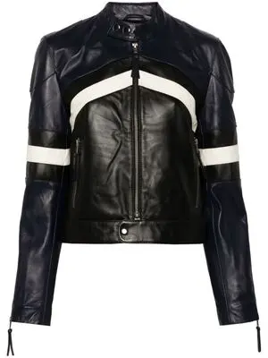 P.a.r.o.s.h Zip-up Leather Biker Jacket - Black