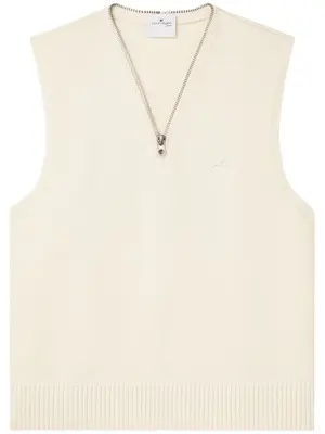 COURREGES V-neck Sleeveless Sweater - Neutrals