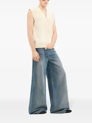 COURREGES V-neck Sleeveless Sweater - Neutrals