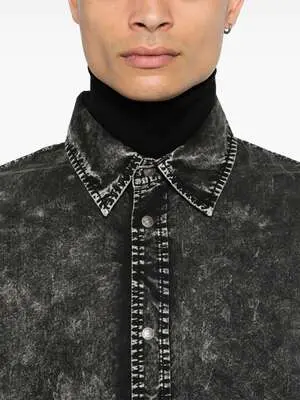 DIESEL® Acid-wash Logo-embroidered Shirt