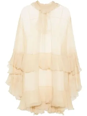 Chloé Ruffled Mini Dress - Neutrals