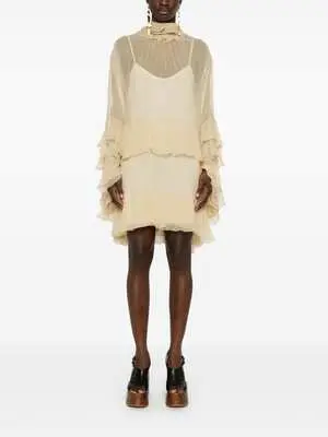 Chloé Ruffled Mini Dress - Neutrals