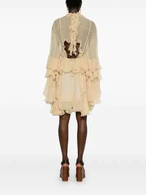 Chloé Ruffled Mini Dress - Neutrals
