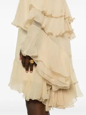 Chloé Ruffled Mini Dress - Neutrals