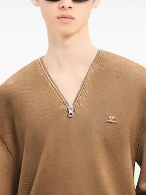 COURREGES Zip-detailing Wool Sweater