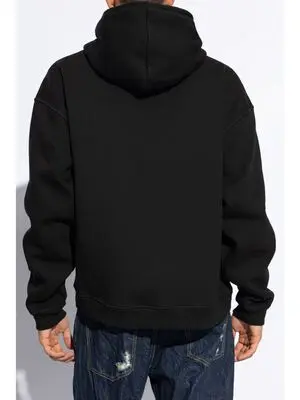Dsquared2 Cotton Blend Graphic Print Hoodie - Black