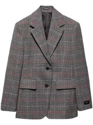 Prada Prince Of Wales Checked Wool Blazer - Brown
