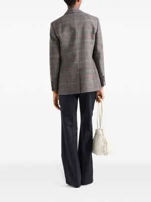Prada Prince Of Wales Checked Wool Blazer - Brown