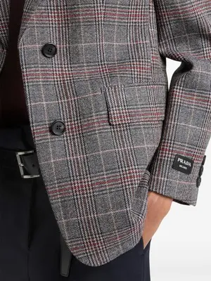Prada Prince Of Wales Checked Wool Blazer - Brown