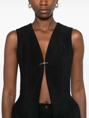 MUGLER Corseted Pierced Vest - Black