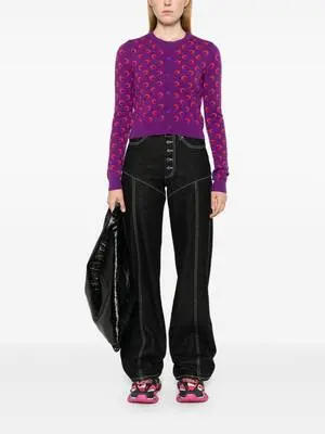 MARINE SERRE Crescent Moon Jacquard Cardigan