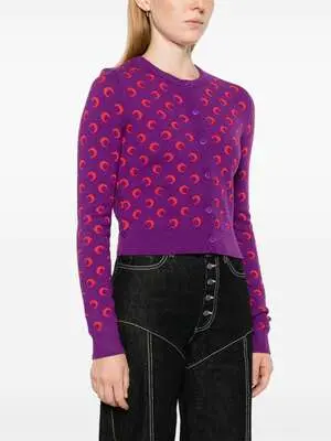 MARINE SERRE Crescent Moon Jacquard Cardigan