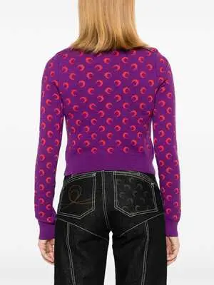 MARINE SERRE Crescent Moon Jacquard Cardigan