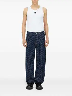 MSGM Monogram Print Cotton Jeans