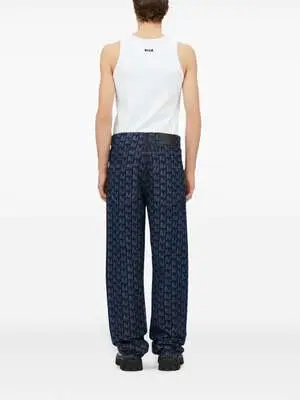 MSGM Monogram Print Cotton Jeans