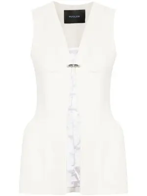 MUGLER Corseted Pierced Vest - White