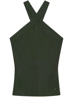 ANINE BING Brea Knitted Halter Top - Green