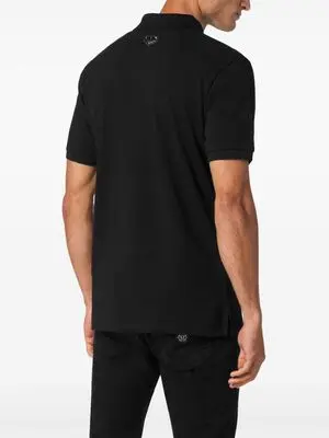 Philipp Plein Skull-embroidered Cotton Polo Shirt - Black