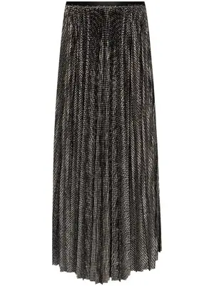 FORTE_FORTE Pleated Houndstooth-print Midi Skirt