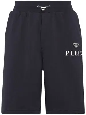 Philipp Plein Logo-plaque Cotton-blend Shorts - Blue