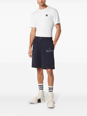 Philipp Plein Logo-plaque Cotton-blend Shorts - Blue