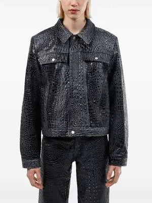 Camper Embossed Leather Jacket - Grey