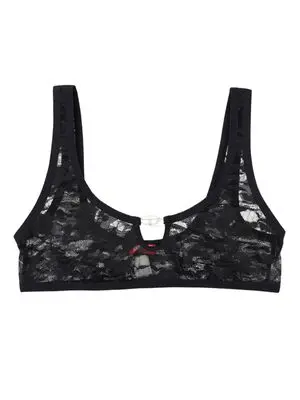 DIESEL Logo-plaque Lace Bralette - Black