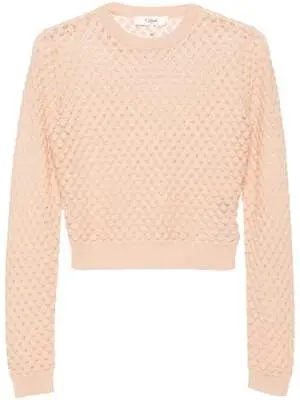 Chloé Cropped Pointelle-knit Jumper