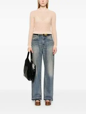 Chloé Cropped Pointelle-knit Jumper
