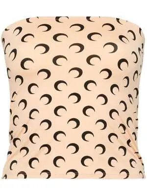 MARINE SERRE Moon-printed Tube Top - Neutrals